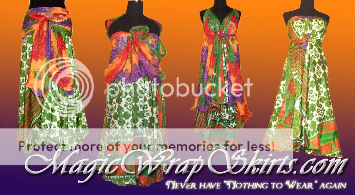 MagicWrapSkirt.com , Vintage Indian Silk Sari Wraps. 100 Ways to Wear.